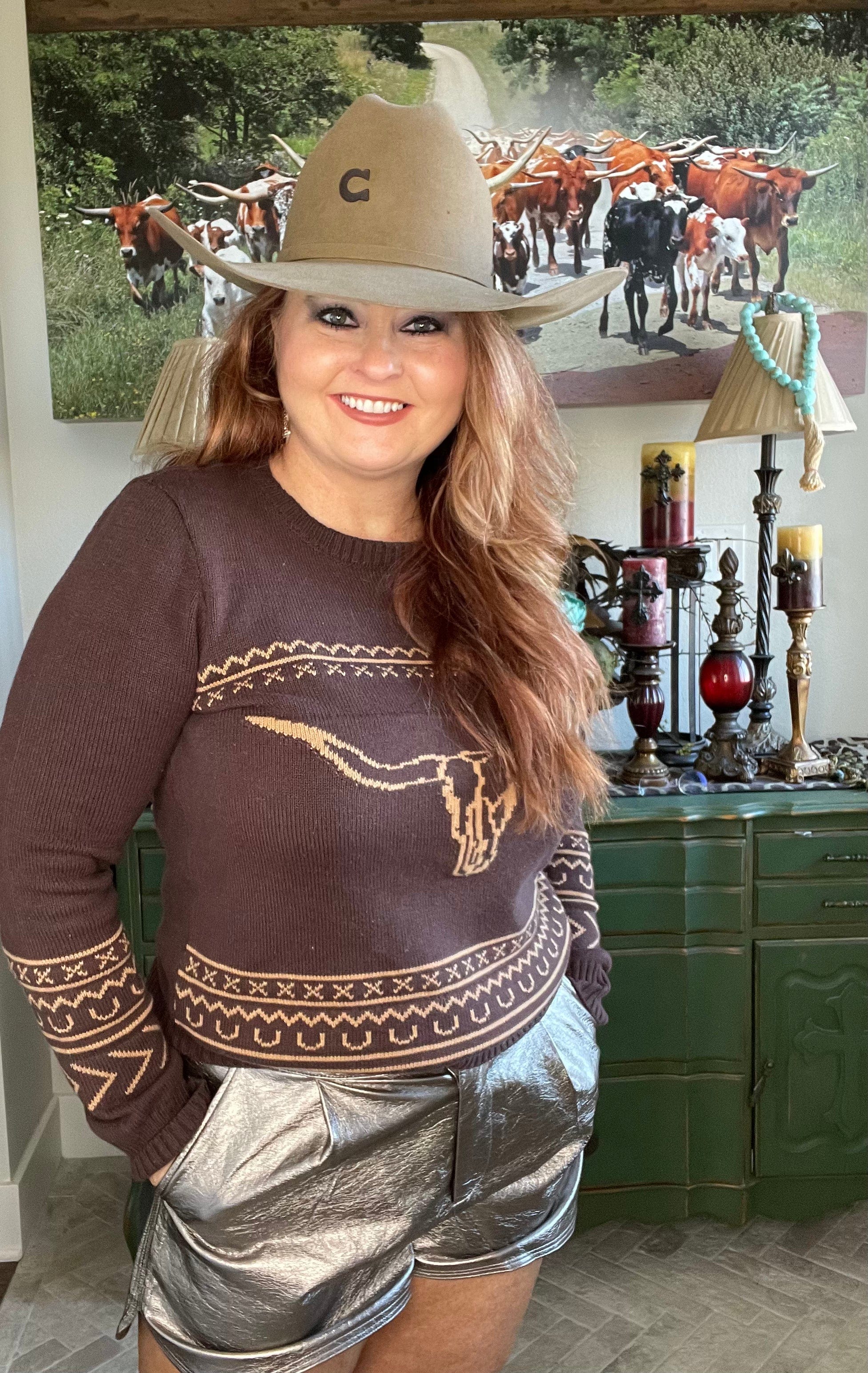 Brown Longhorn Sweater – Whiskey Ray's Boutique