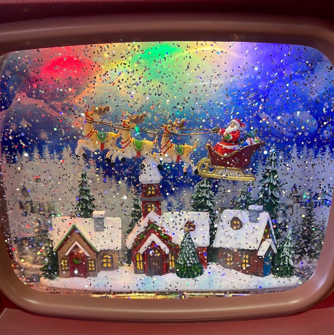 Santa Flying over Town Musical lighted Water Tv – Whiskey Ray's Boutique