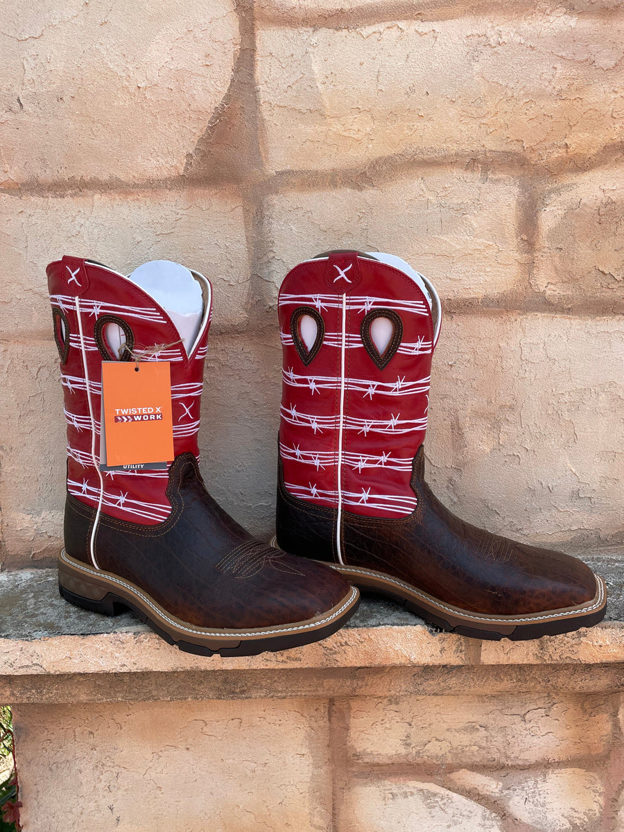 TWISTED X MEN'S BARBED WIRE WESTERN BOOTS - BROAD SQUARE TOE – Whiskey ...