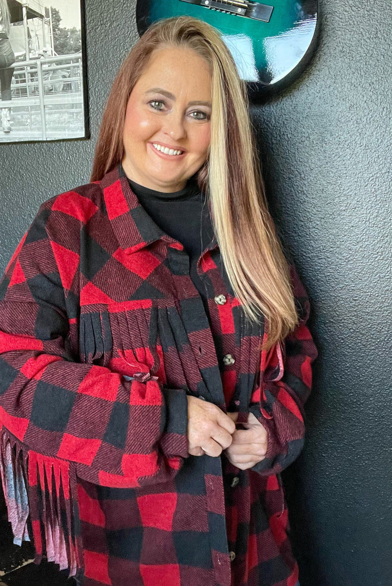Fringe Red & Black Top – Whiskey Ray's Boutique